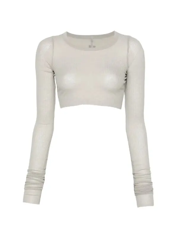 Rick Owens Round Neck Long Sleeve Top - Grey