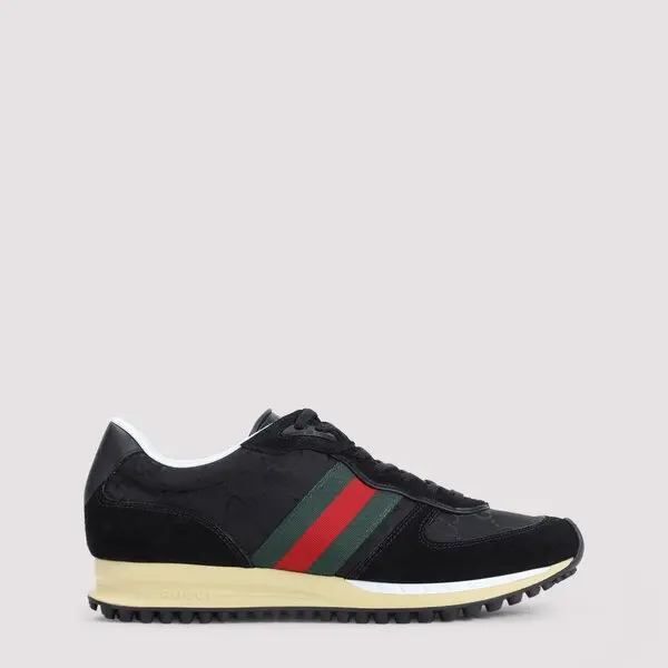 Gucci Gg Canvas Suede-trimmed Sneakers - Black