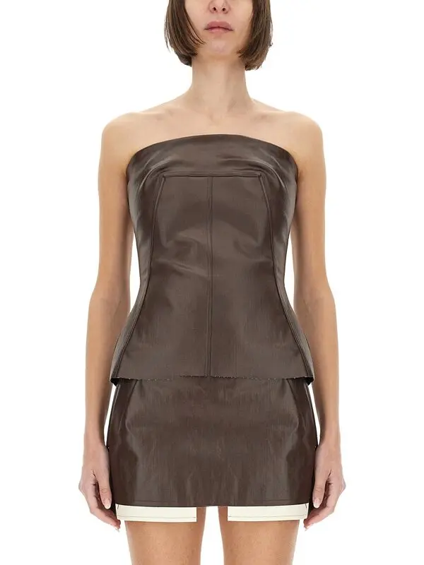 Rick Owens Zip Bustier Top - Brown
