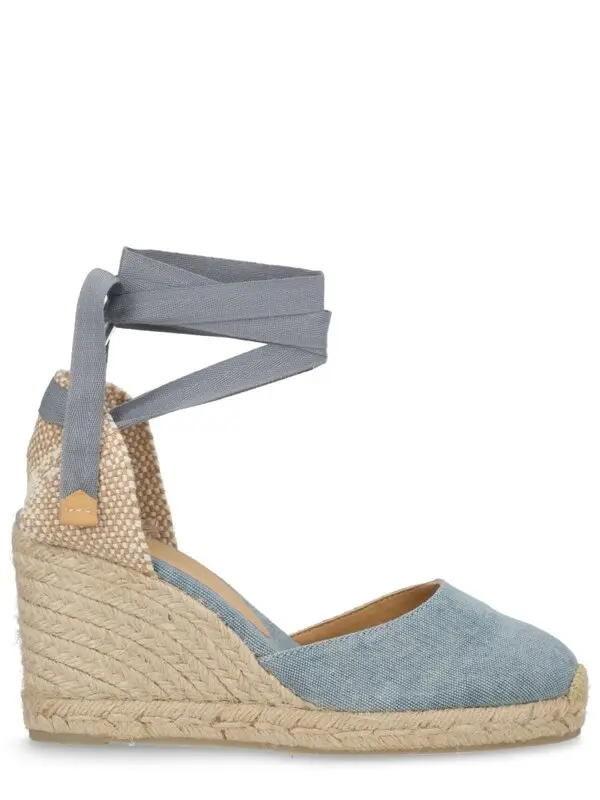 CastaÑer Espadrille Wedge Sandals With Ankle Ties - Azure