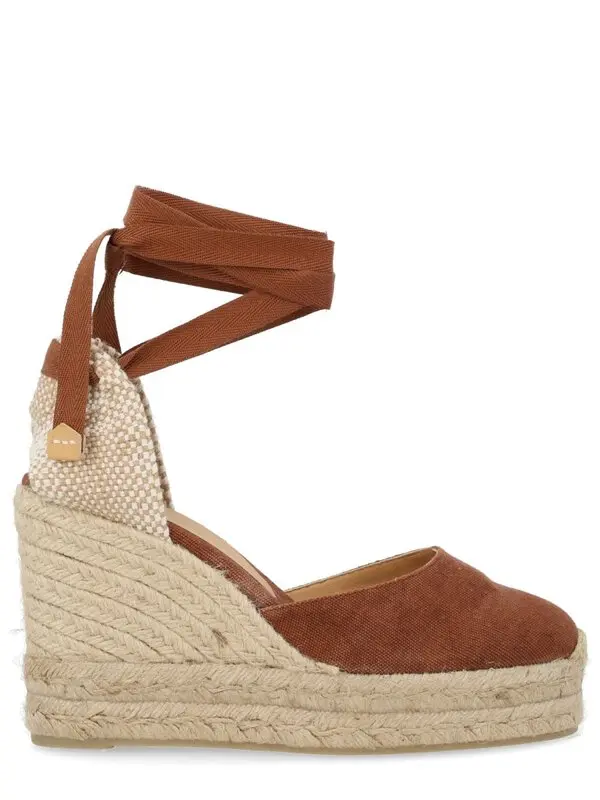 CastaÑer Espadrille Wedge Sandals With Ankle Ties - Brown