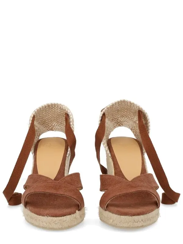 CastaÑer Espadrille Wedge Sandals With Ankle Ties - Buff