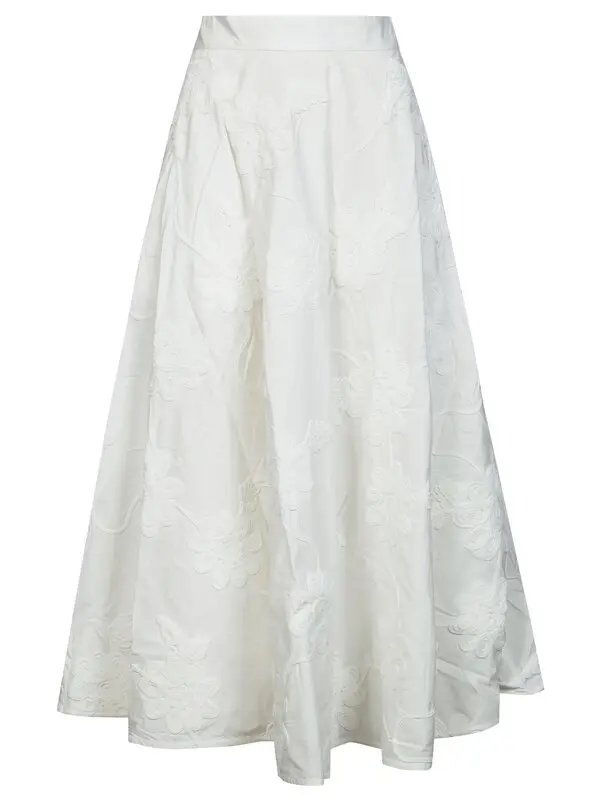 ROTATE BY BIRGER CHRISTENSEN Embroidered Floral Maxi Skirt - Bianco