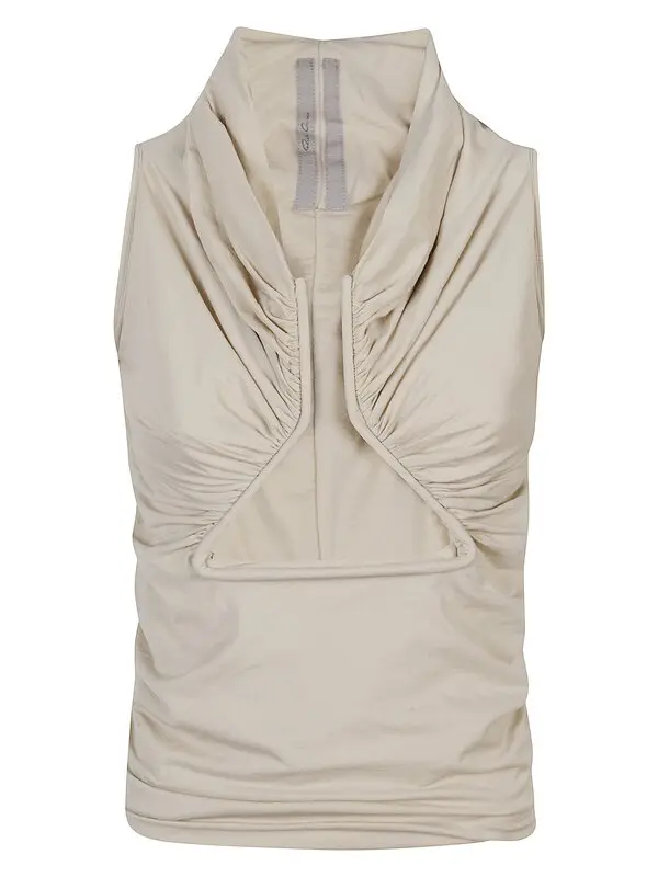 Rick Owens Structured Cut-out Ruffle Top - Beige