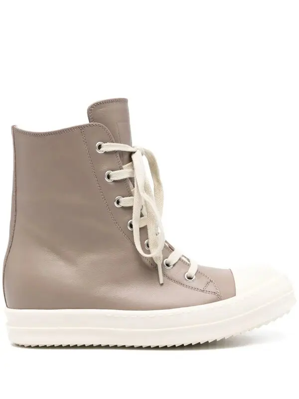 Rick Owens High Ankle Sneakers With Zip Closure And Shark Notches