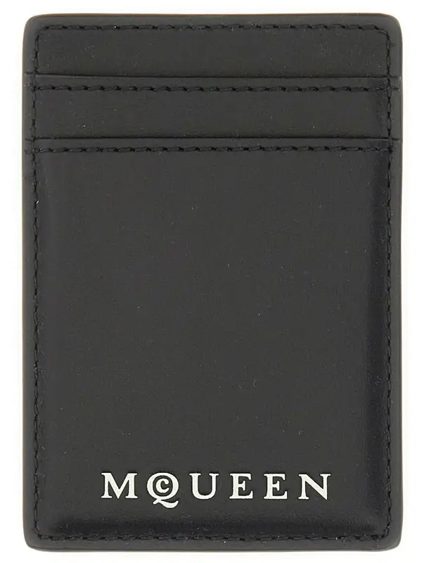 Alexander McQueen Magnetic Card Holder With Logo Perfect For