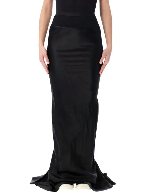 Rick Owens Ruched Maxi Skirt - Black