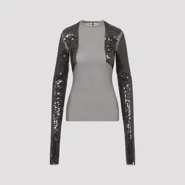 Rick Owens Sequined Long Sleeve Top - Brown