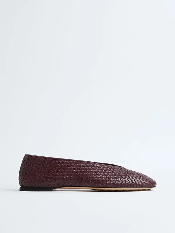 Bottega Veneta Braided Lambskin Ballet Flats - Red