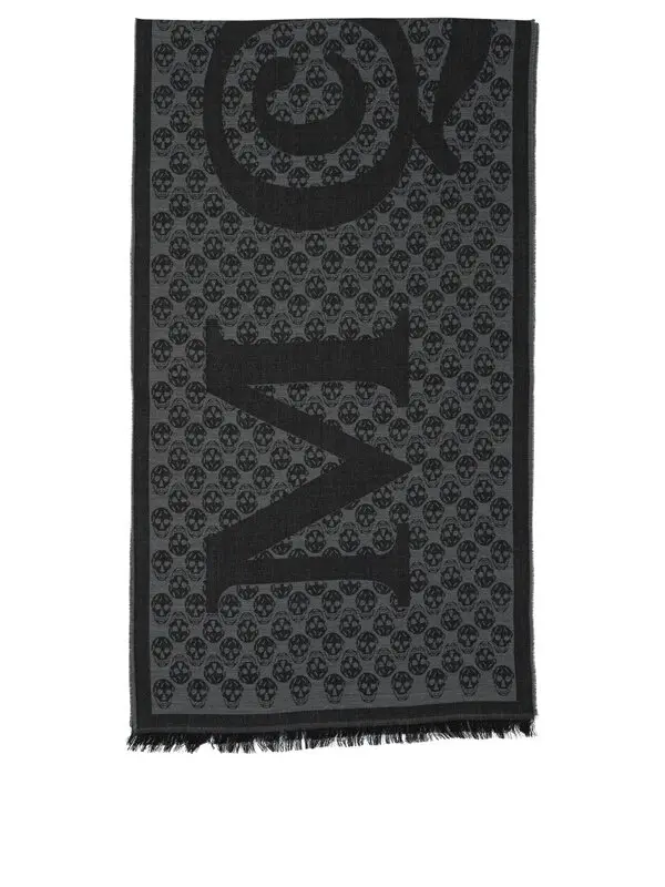 Alexander McQueen Multi Logo Scarf 35x190 - Grey