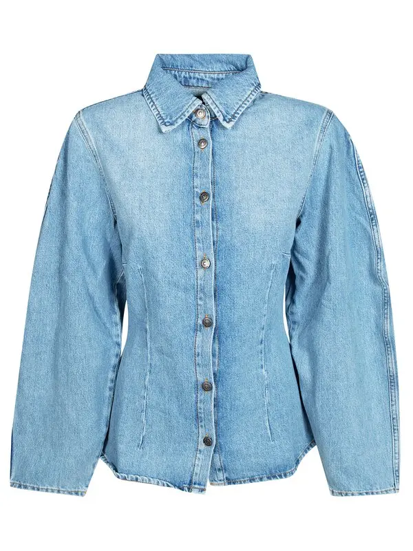 ROTATE BY BIRGER CHRISTENSEN Fitted Denim Shirt - Blu