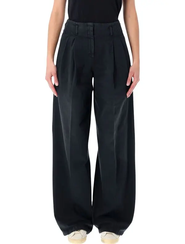 GOLDEN GOOSE Wide Leg Cotton Denim Pants - Black