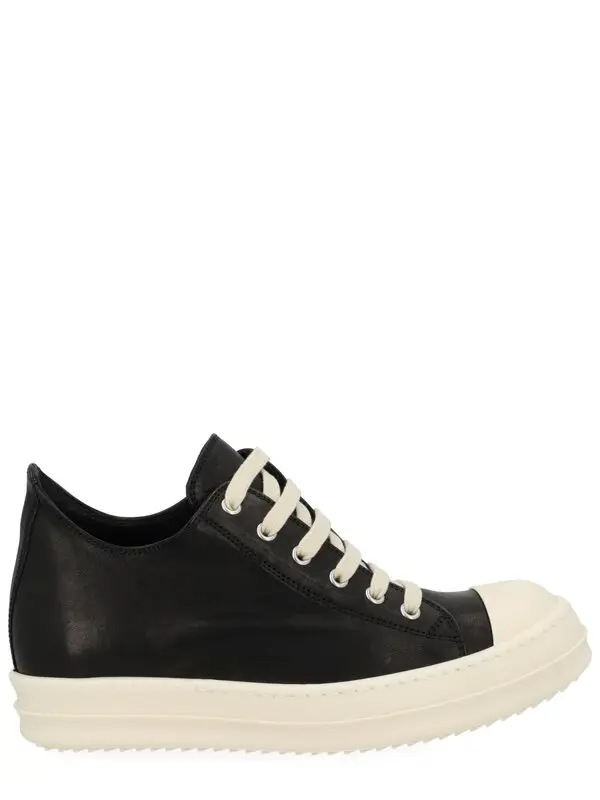 Rick Owens Lace Up Leather Sneakers - Black