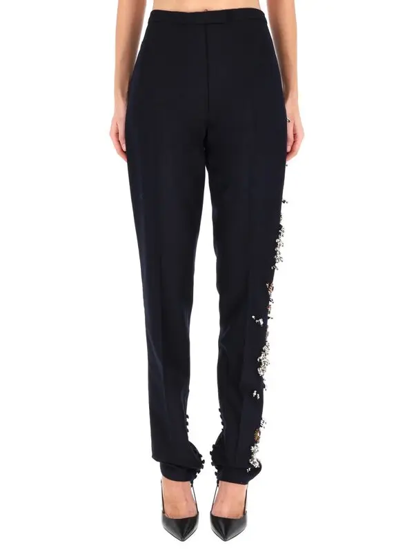 Dries Van Noten Wide-leg Herringbone Trousers - Blue