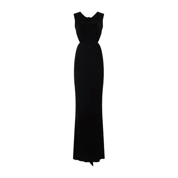 Rick Owens Velvet Maxi Dress With Open Back - Black