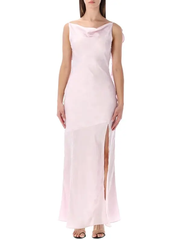 ROTATE BY BIRGER CHRISTENSEN Floral Jacquard Maxi Dress With Cowl Neckline And Front Slit - Orchid Ice