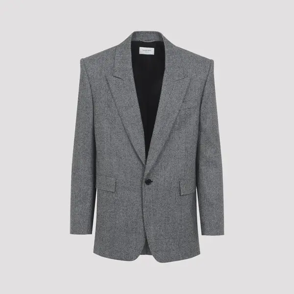 Saint Laurent Checked Single-breasted Blazer - Black