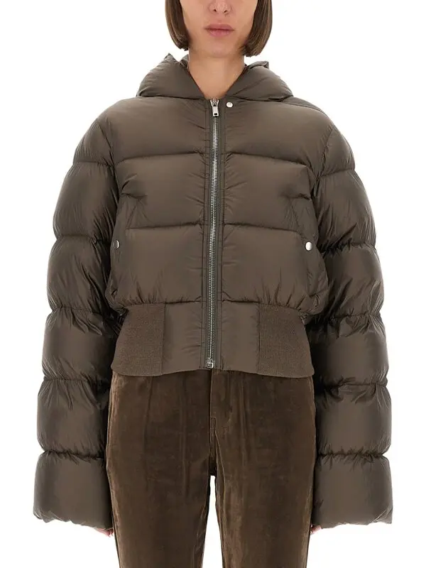 Rick Owens Hooded Puffer Jacket - Brown