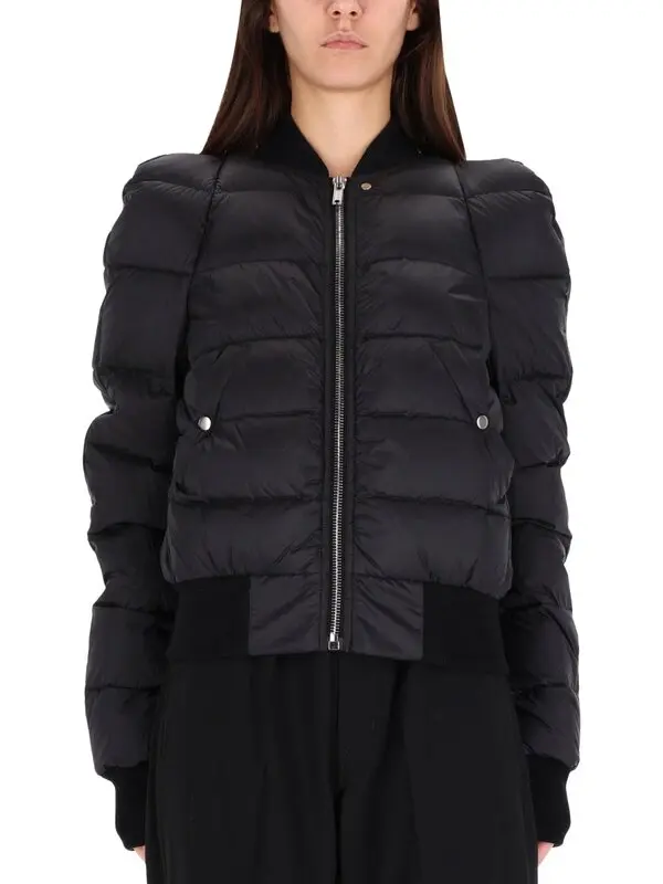 Rick Owens Cropped Puffer Bomber Jacket - Black