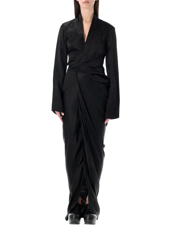 Rick Owens Wrap Asymmetric Floor-length Dress With Back Tie