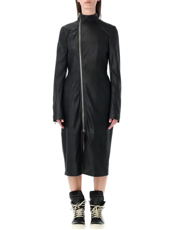 Rick Owens Gary Coat In Feather Nappa Leather - Black
