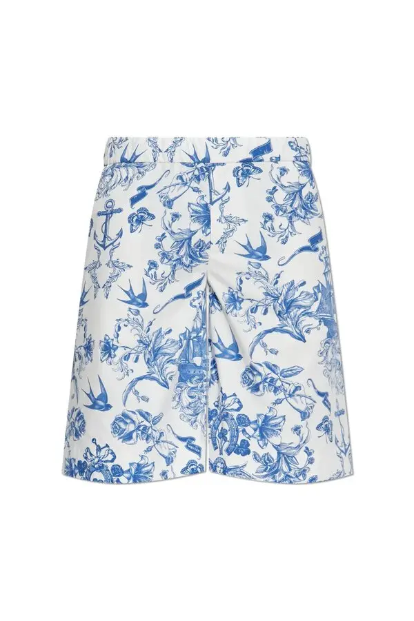 Alexander McQueen Paintndjama Mini Shorts For - Ivory-navy