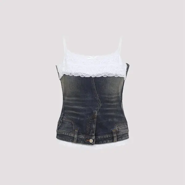 Balenciaga Patched Cotton Top - Blue