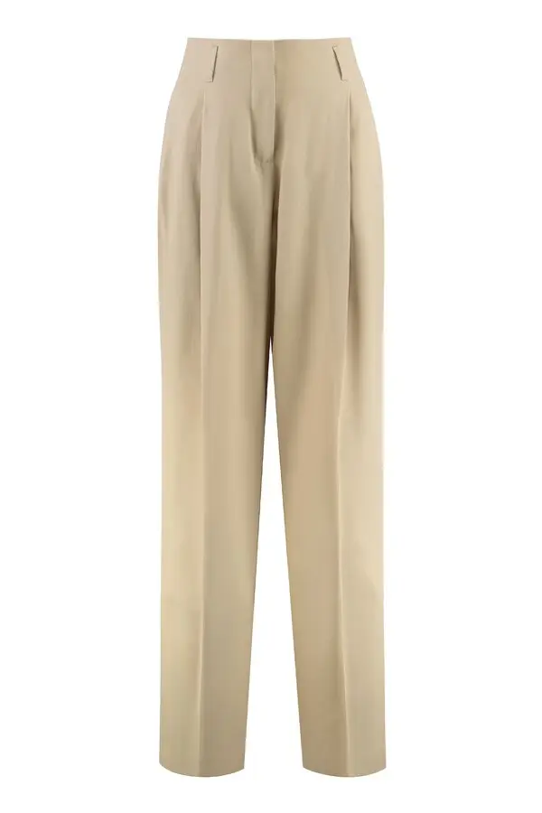 GOLDEN GOOSE High Waist Wide-leg Trousers - Beige