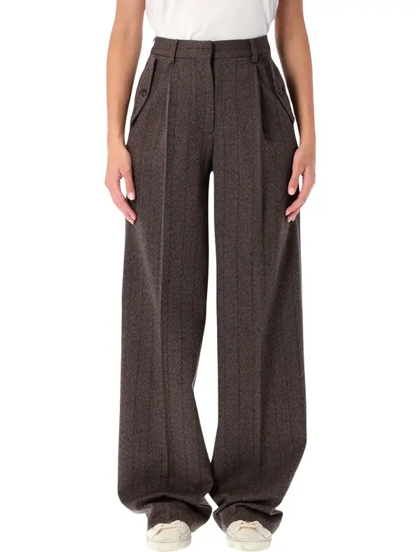 GOLDEN GOOSE High Waist Wide-leg Trousers - Cocoa Brwon