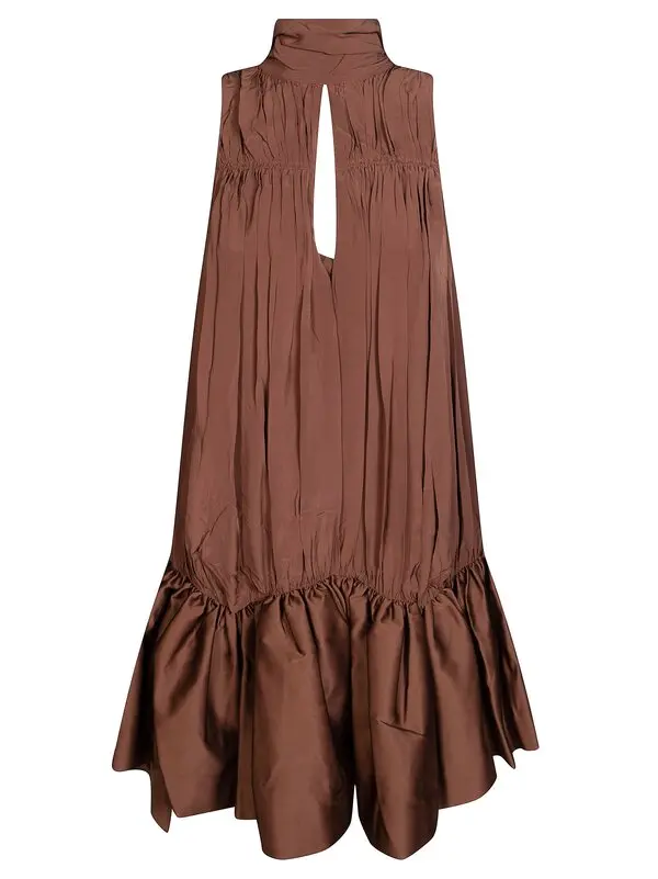 ROTATE BY BIRGER CHRISTENSEN Net Sustain One-shoulder Ruffled Ruched Recycled-chiffon Mini Dress - Marrone