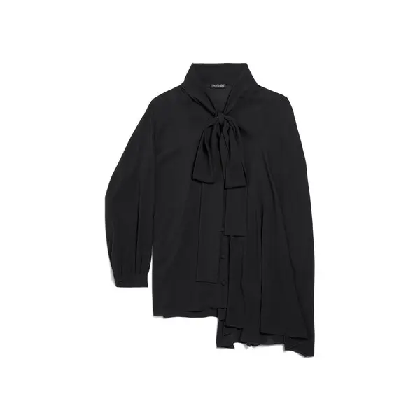 Balenciaga Georgette Scarf Blouse - Black
