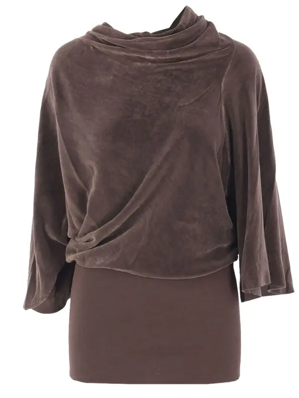 Rick Owens Draped Cowl Neck Top - Brown