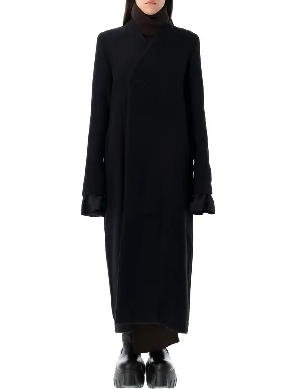 Rick Owens Wool Overlap Seam Coat - Black