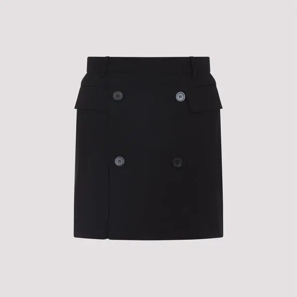 Balenciaga Button-detailed Viscose-wool Blend Mini Skirt - Black