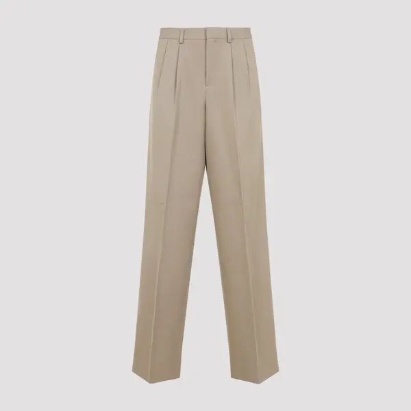 Celine Pleated Trousers In Cotton And Wool Gabardine - Beige