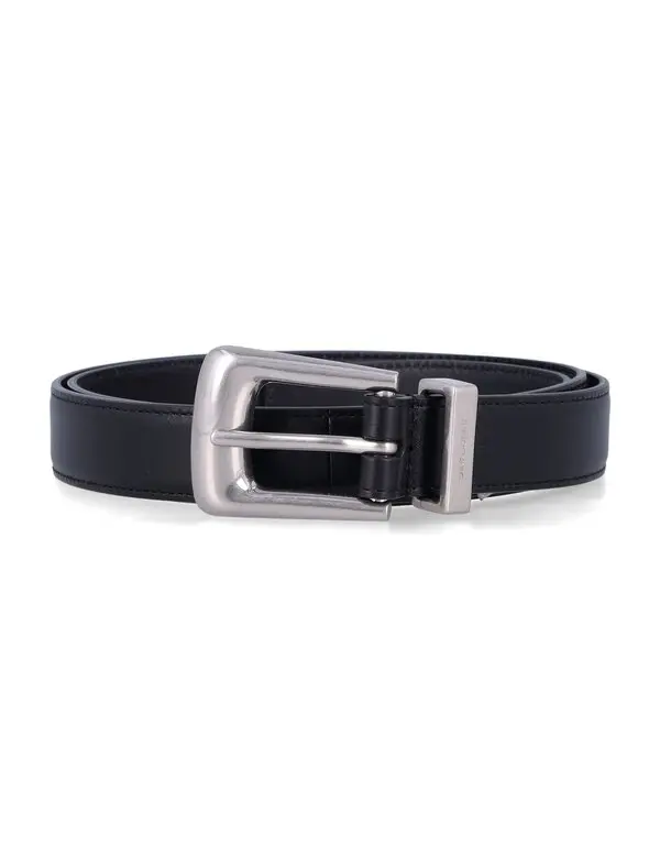 Saint Laurent Folk Belt In Smooth Leather - Black