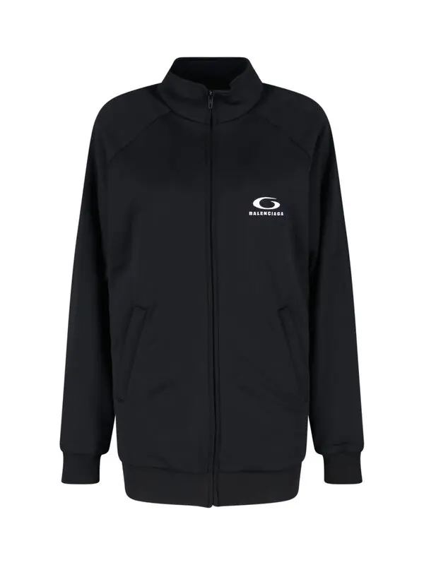 Balenciaga Logo Zip-up Sweatshirt - Black