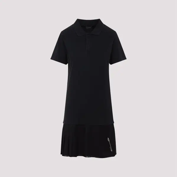 Balenciaga Layered Cotton Polo Mini Dress - Black