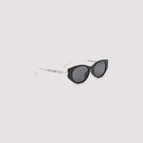 Gucci Cat Eye Sunglasses With Embellished Temples - Black