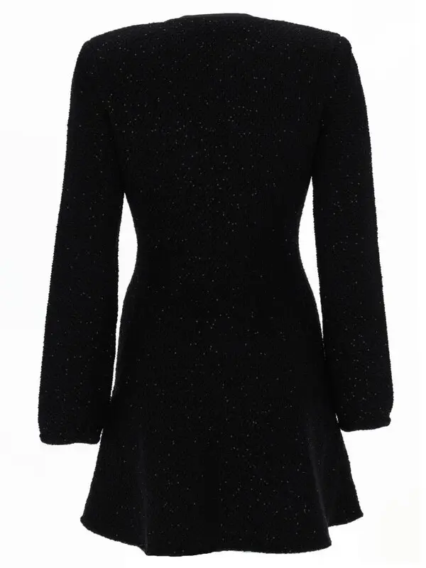 SELF-PORTRAIT Long Sleeve Fit And Flare Mini Dress - Black