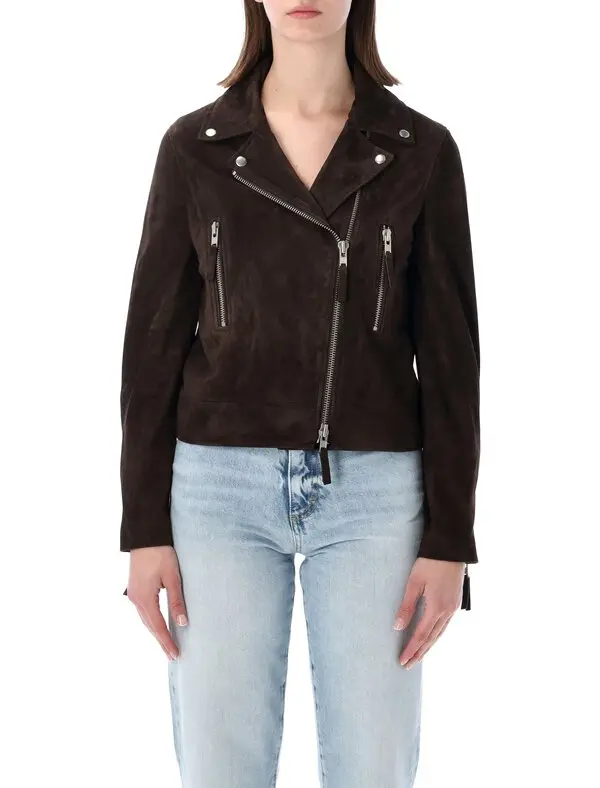 SWORD 6644 Suede Moto Jacket - Cafeine