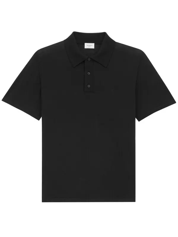 Saint Laurent Short-sleeved Wool Polo Shirt With Embroidered Design - Black