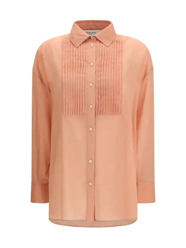 GOLDEN GOOSE Cotton Shirt With Pleated Bib - Pink