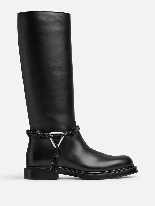 Bottega Veneta James Leather Boots With Braided Detailing - Black