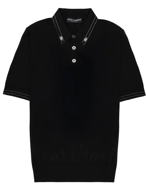 Dolce & Gabbana Silk Polo - Black