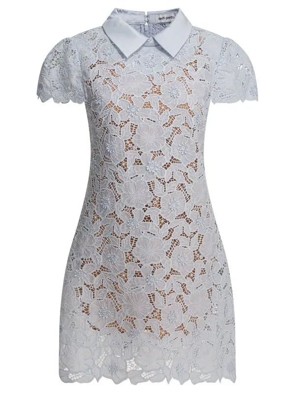 SELF-PORTRAIT Guipure Lace Mini Dress - Blue