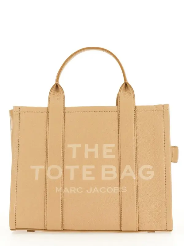 Marc Jacobs Leather Medium Tote Bag - Beige