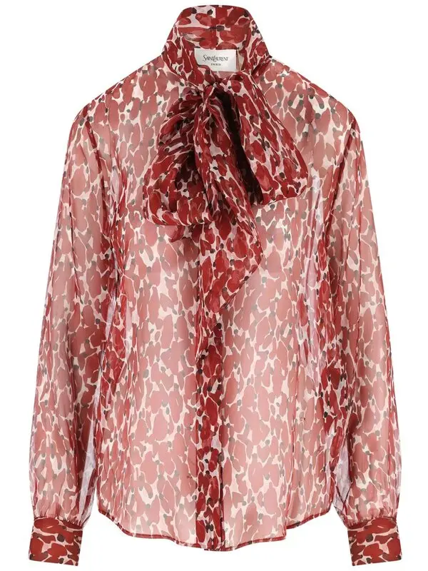 Saint Laurent Abstract Print Silk Blouse