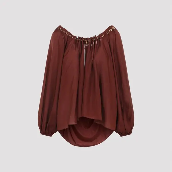 Zimmermann Gathered Silk Blouse - Red