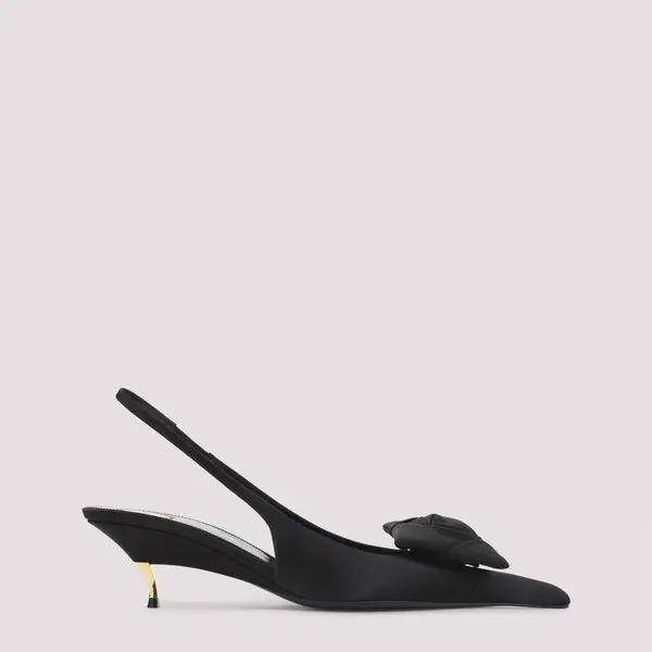 Saint Laurent Dakota Slingback Sandals With Bow Detailing - Black